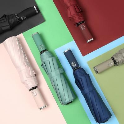 Cina Logo personalizzato stampato UV Blocco a prova di vento Minimalismo stile gomma Rivestito Manico Ombrello in vendita