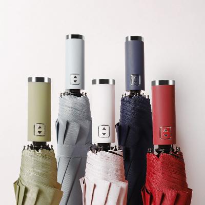 Cina Logo personalizzato stampato UV Blocco a prova di vento Minimalismo stile gomma Rivestito Manico Ombrello in vendita