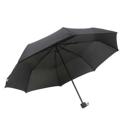 Cina 8k Anti-UV impermeabile ombrello pieghevole a tre con controllo manuale manico di plastica Pongee pannello materiale in vendita