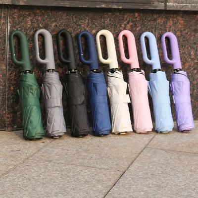China Large Round Lock Handle Pongee with Vinyl Easy yo Hang Full Automatic Windproof UV Block Umbrella for sale