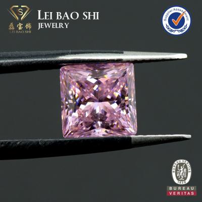 China AAAAA Grade Square Shape 8mm Pink Color Cubic Zirocnia Princess Cut CZ Loose Gemstone for sale