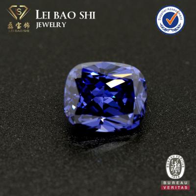 China Top High Quality Cushion Shape Tanzanite Blue Synthetic Cubic Zirconia For Jewelry In Size 12*10mm for sale
