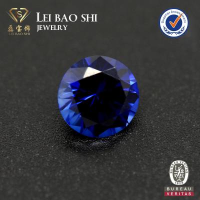 China 8mm blue 34# shining round brilliant cut loose sapphire gemstone synthetic corundum for sale