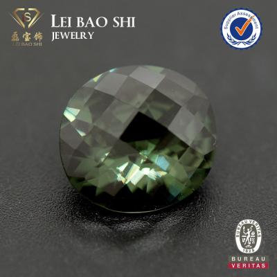 China wholesale Checker board faceted cut #152 grass green synthetic spinel for jewelry for sale