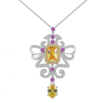 China fashion jewelry 925 silver cubic zirconia stone party rotating necklace for sale