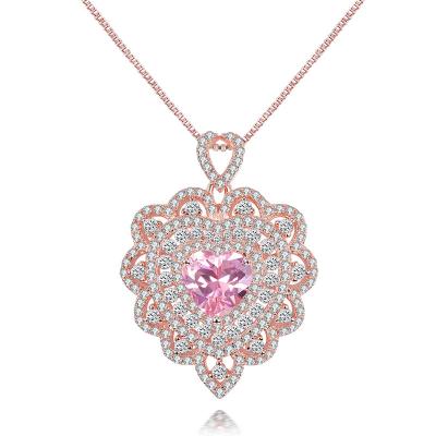 China Wholesale Elegant Heart Shape Round Cubic Zirconia Pendant Wedding Necklace for sale