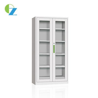 China Knock down glass door steel office stationery / metal cupboard with shelves for sale
