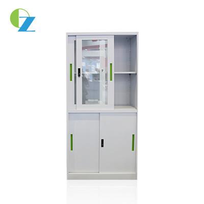 China Office use strong hold durance knock down metal & glass sliding door steel cupboard for sale