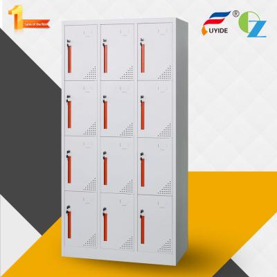China Popular design colorful handle 12 door steel locker with ventilation for sale