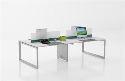 China Newly design 4 seat office workstation cubicle with tempered glass for sale
