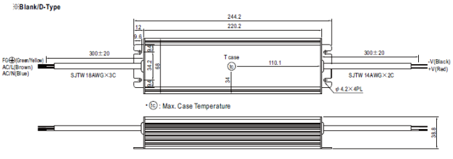 Il driver 240W 36V di Meanwell LED impermeabilizza il driver di IP67 LED per illuminazione di via HLG-240H-36