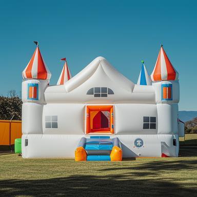 15ft x 15ft Deluxe White Bouncy Castle: Sturdy PVC material, with slide and ball pit, 950W powerful blower, suitable for weddings, birthday parties, suitable for adults and children!