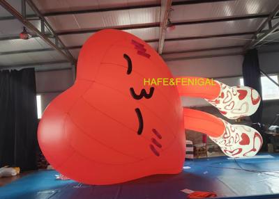 Cina 2M Cuore di cartone animato gonfiabile con luci a LED per atrium e vetrine di ingresso del Valentine's Mall in vendita