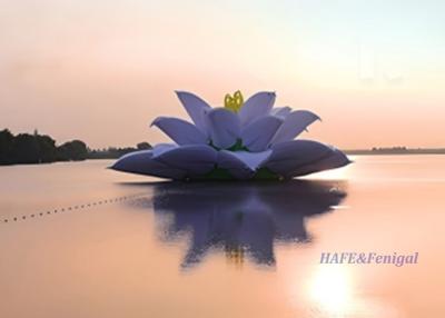 China Custom Giant Floating Inflatable Lotus Installation with RGB Lighting for Lakes and Parks for sale
