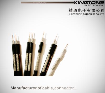 China RG11 CATV Coaxial Cable with Messenger Copper Clad Steel Conductor PE Jacket for sale