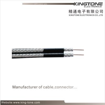 China RG6 Direct Burial Coaxial Cable 18 AWG CCS 60% AL Braid , Dual Coaxial Cable for sale