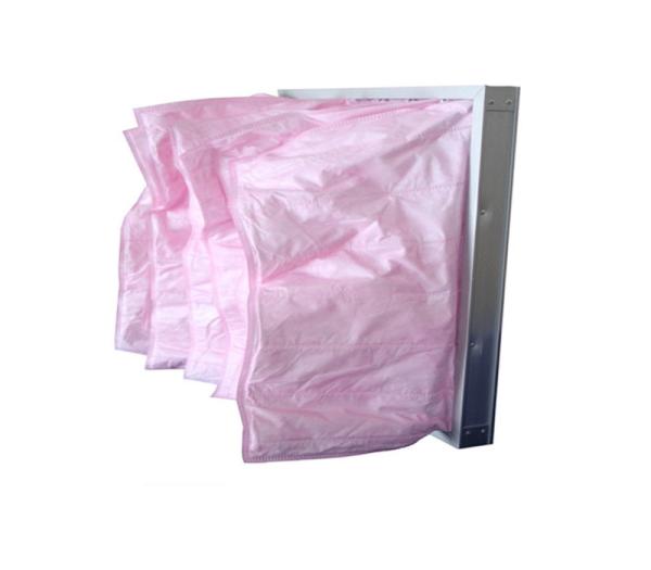 Quality F8 F9 Bag Pocket Air Filter Galvanized Steel Aluminium Frame Yellow White Pink for sale