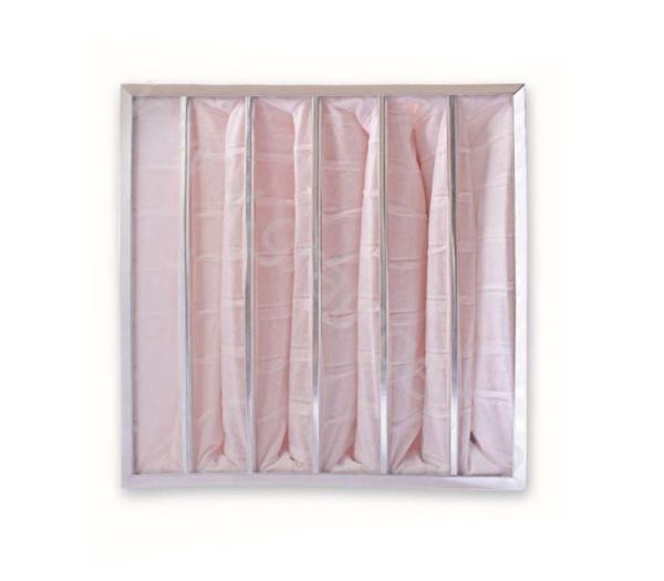 Quality F8 F9 Bag Pocket Air Filter Galvanized Steel Aluminium Frame Yellow White Pink for sale