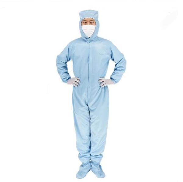 Quality Dust Free Coverall Suit For Medical Pharmacy Mushroom Mycology Cleanroom Supplies Anti Static Polyester for sale