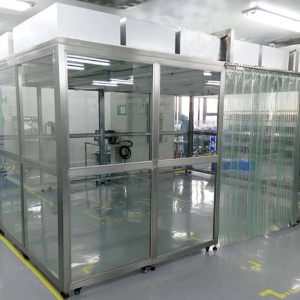 H14 HEPA Soft Wall Cleanroom Booth Portable Easy Assembled With Laminar Flow FFU Ceiling PVC Curtain