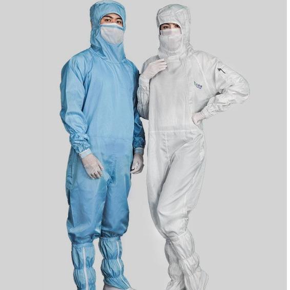 Quality Anti Static Cleanroom Clothes Supplies , Polyester Conductive Filament Clean Room Suit for sale