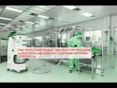 Fabricantes de salas limpas modulares com velocidade do vento ≥ 0,45 m/s Iluminação ajustável e personalizável ≥ 300 Lux