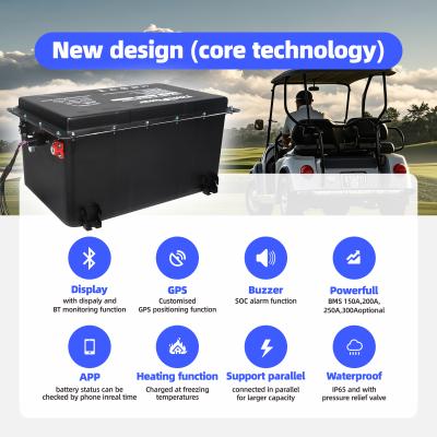 China 105Ah Lithium Ion Battery , 48V Electric Golf Car Batteries With BMS for sale