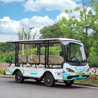 China EXCAR white 11 Seater 72V Electric Sightseeing Bus With Storage Basket for sale