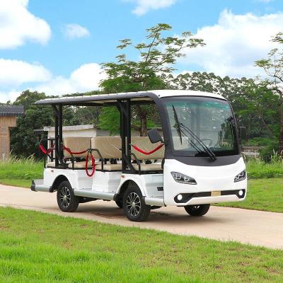 China Blue Electric Sightseeing Bus Trojan Battery Powered Electric Tour Bus for sale