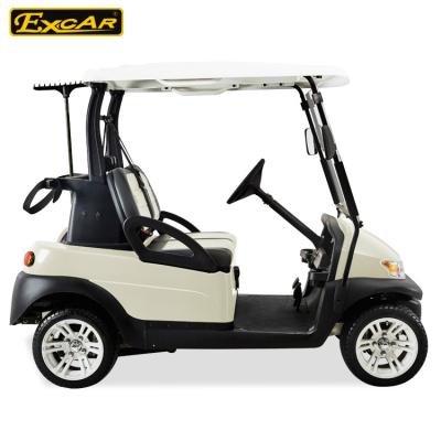 China EXCAR Beige Color Small Electric Golf Car With Italy Graziano Axle LED Headlight for sale