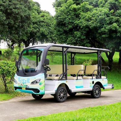 China Blue 11 Seater Electric Sightseeing Car With 72V 7.5KW KDS Motor for sale