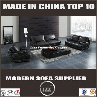 China Black Color Leather Sofa Set with Pure Leather(LZ703) for sale