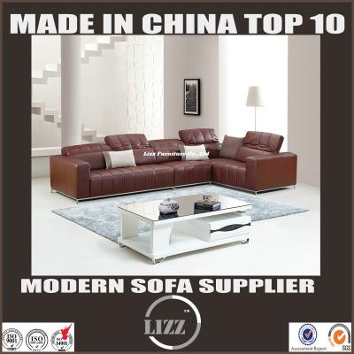 China Popular living room L shape genuine leather sofa for home and villa project(LZ-967) for sale