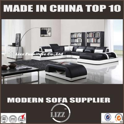 China LED light living room modern sofa with high quality genuine leather(LZ-3313) for sale