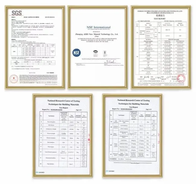 Il rivestimento del cuoio di certificazione dello SGS del NSF sorge la lastra di pietra costruita del quarzo per la decorazione della parete