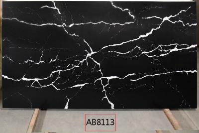 China Losa modelada relámpago negro del cuarzo de la piedra del cuarzo de 15M M Calacatta en venta