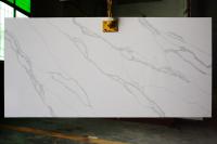 China White Calacatta Quartz Kitchen Countertop 6.5 Mohs Hardness 3000x1600mm Solid Surface Slab for sale