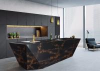 China Black Artificial Quartz Stone Slab with Golden Pattern for Kitchen Countertop 12mm for sale