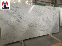 China NSF Certified Calacatta Quartz Stone Slab 3200x1800mm White Background Scratch Resistant for sale