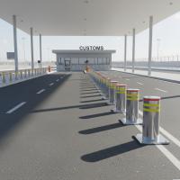 China Automatic Rising Bollards 219mm 600mm Height 304 Stainless Steel Hydraulic Security Bollard 220V for sale