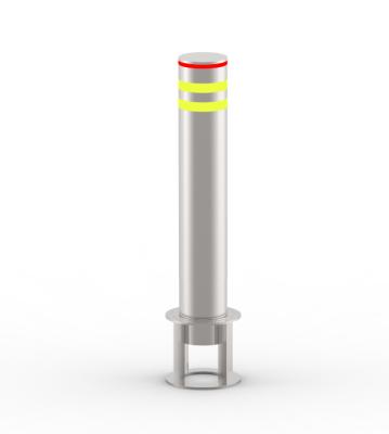 China In-ground Stainless Steel Fixed Parking Bollard Traffic Barrier Reflective Smooth Strip IP67 Rated Outdoor Vehicle Access for sale