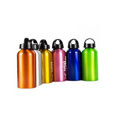China Aluminium Drinking Water Bottle Screw Cap and Carabineer 400ml Sports Hiking for sale