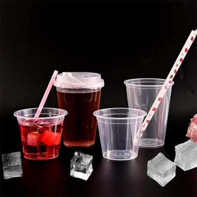 China 12oz Round Custom Clear Disposable Cups Plastic Water Cups For Takeaway for sale