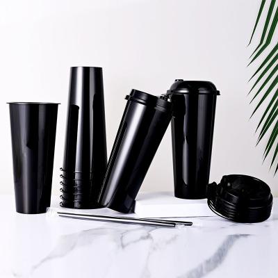 China Copas de plástico de 12 oz 16 oz de PP Diseño personalizado Eco amigable Negro Copas de bebida de plástico de PP en venta