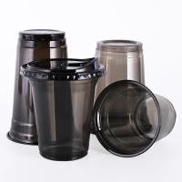 China Custom Logo Printed Transparent 	PET Plastic Cups Black For Drinking Coffee for sale