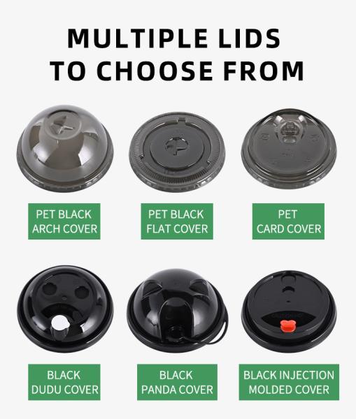 Persoonlijk geprinte transparante PET-plastiekbekers zwart voor het drinken van koffie