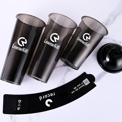 중국 12oz 16oz 20oz pp 플라스틱 컵 플라스틱 콜드 음료 컵 검은 뚜껑 판매용