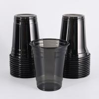 Quality Ice Coffee PET Plastic Cups With Lid Clear Black Design For Takeaway Beverages for sale