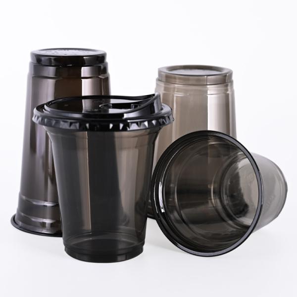 Quality Portable Black Printed Pet Cups 20 Oz Pet Cup For Tea Drinks Milk for sale