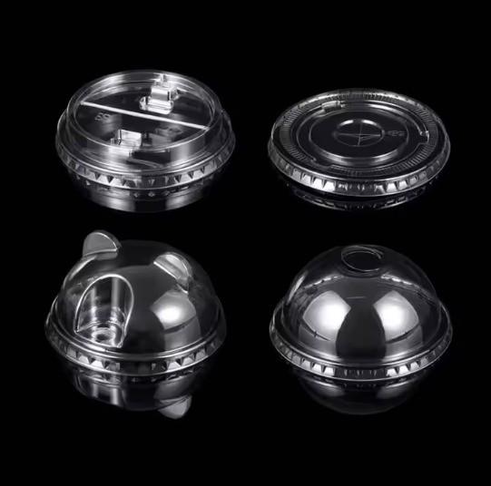Quality 90mm 98mm Custom Shape Plastic Cup Lids Eco Friendly With Cross Hole for sale
